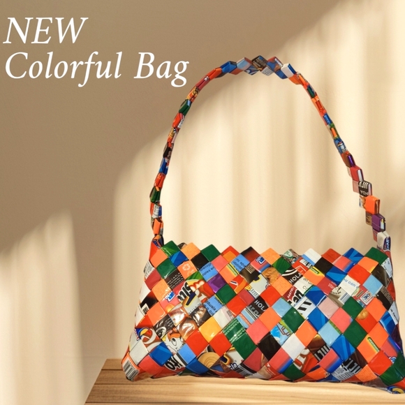 Bags | Colorful Woven Candy Wrapper Womens Bag | Poshmark
